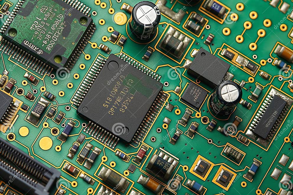 Close-up of Computer Circuit Board Components, AI-generated. Stock ...