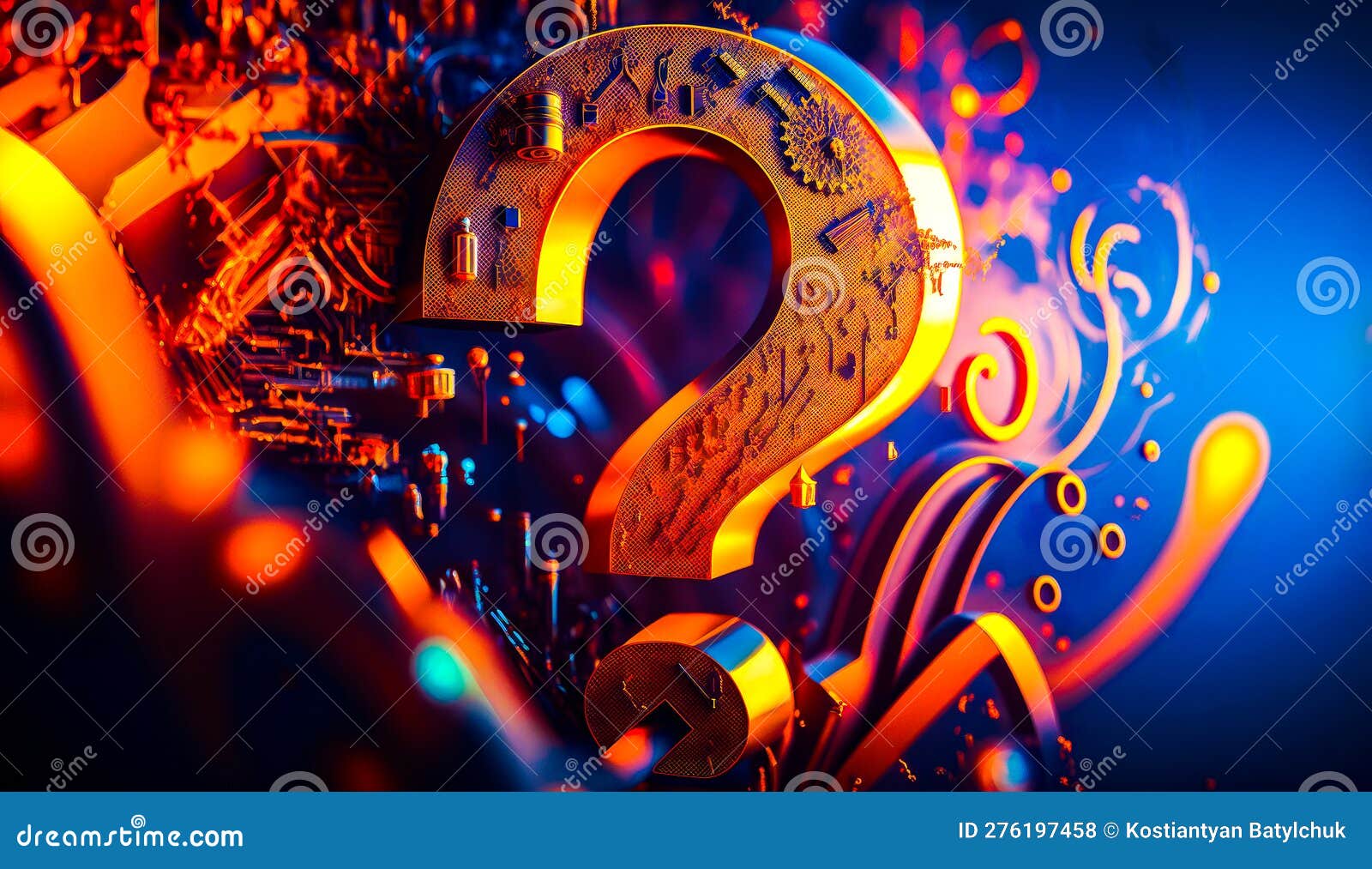 Close Up of Computer Circuit Board with Question Mark on it. Generative ...