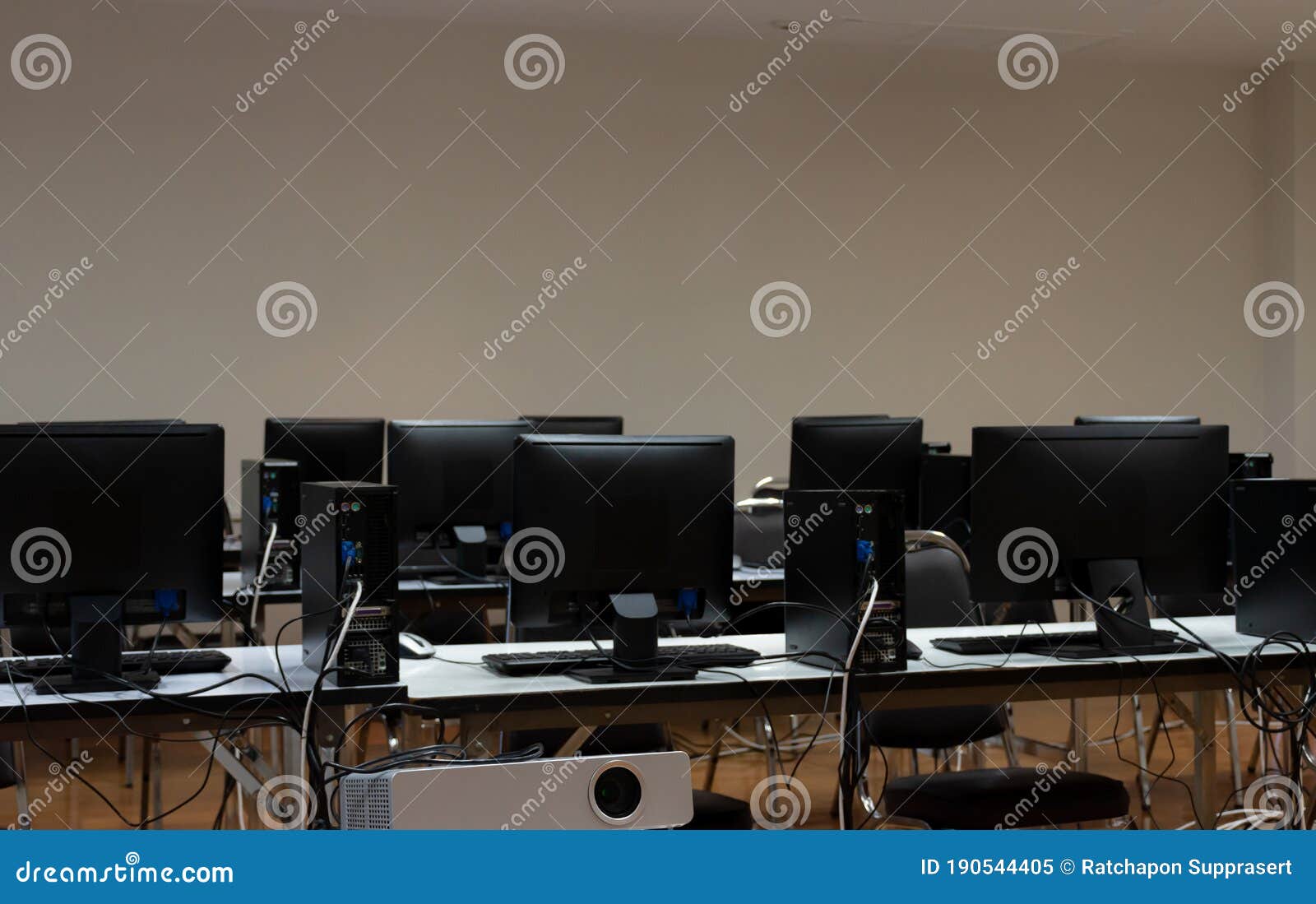 Close Up Computer in the Computer Class Stock Image - Image of class ...