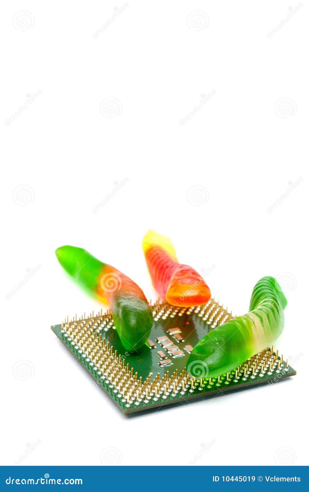 Close Up of a Computer CPU Chip with a Worm Virus Stock Image - Image ...
