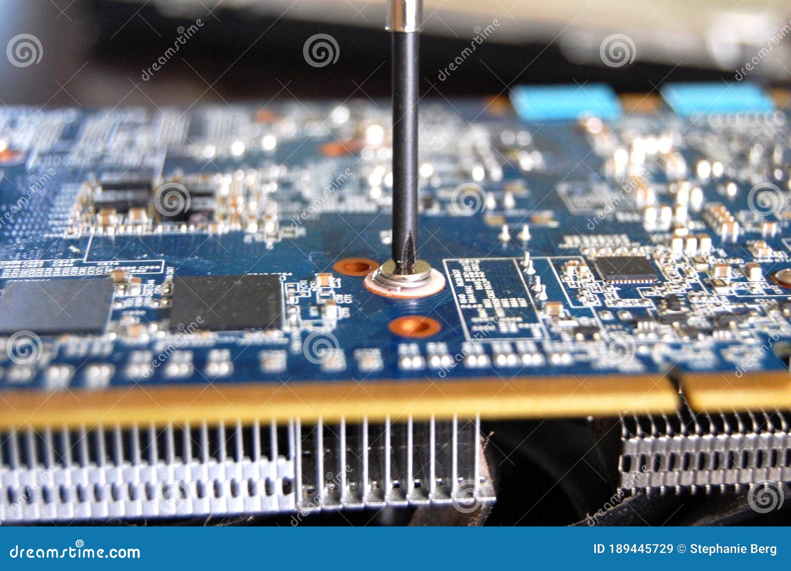 Close-up Computer Engineer Repairing Computer Graphics Card Stock Image ...