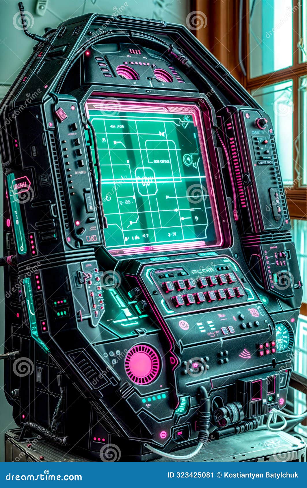 Close Up of Computer with Green Screen on Top of it. Generative AI ...