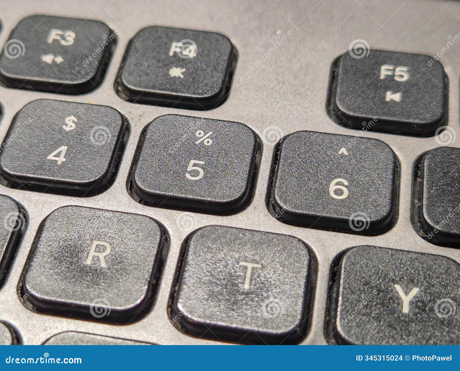 Close-up of a Computer Keyboard Highlighting Keys $4, 5, and ^6 ...