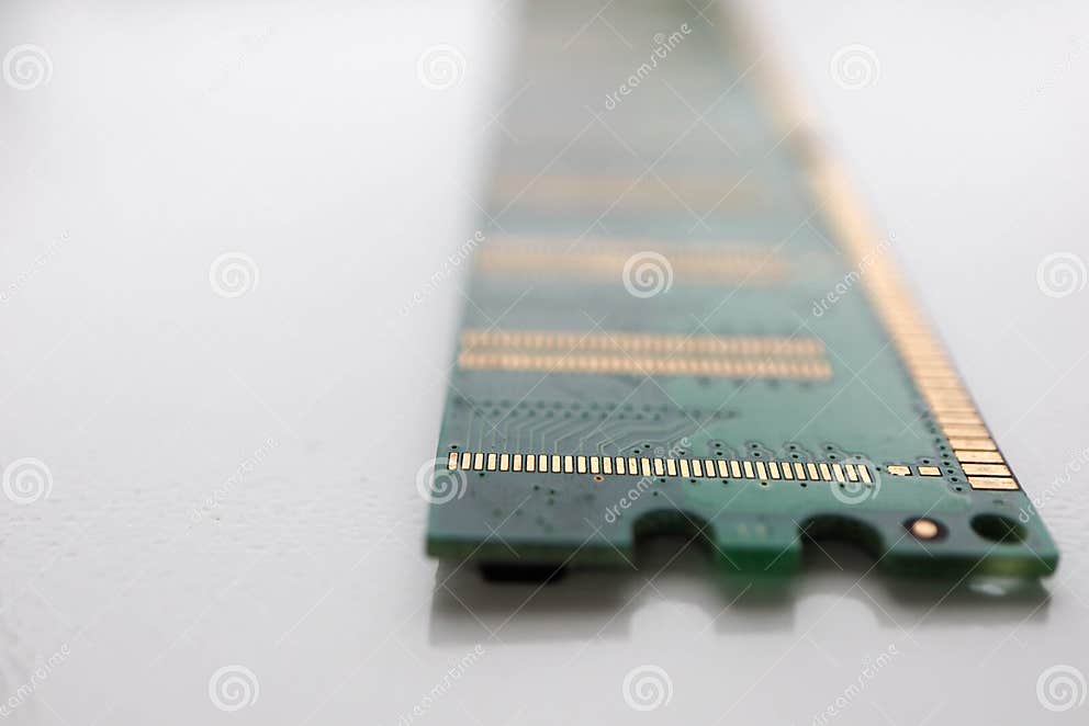Close Up of Computer Memory Board on White Table Background Stock Photo ...