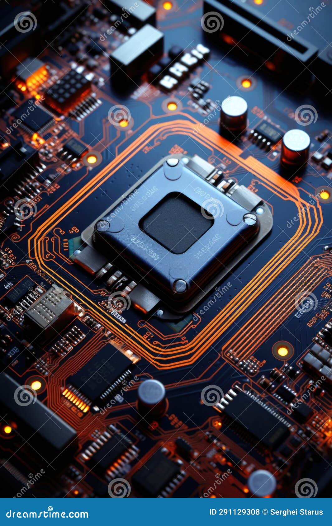 A Close Up of a Computer Mother Board. AI. Stock Photo - Image of blue ...