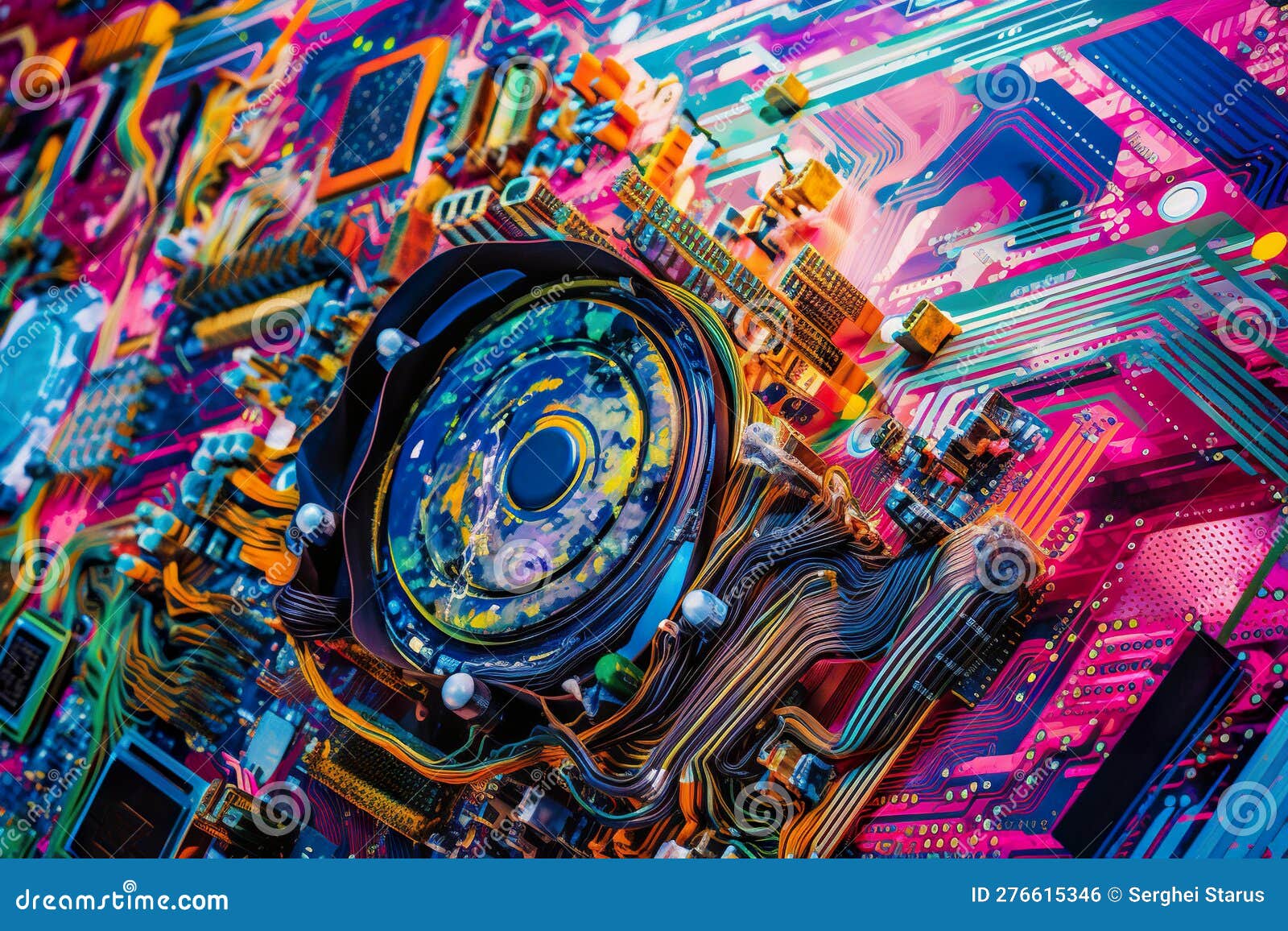 A Close Up of a Computer Motherboard with a Clock on it. AI Generative ...