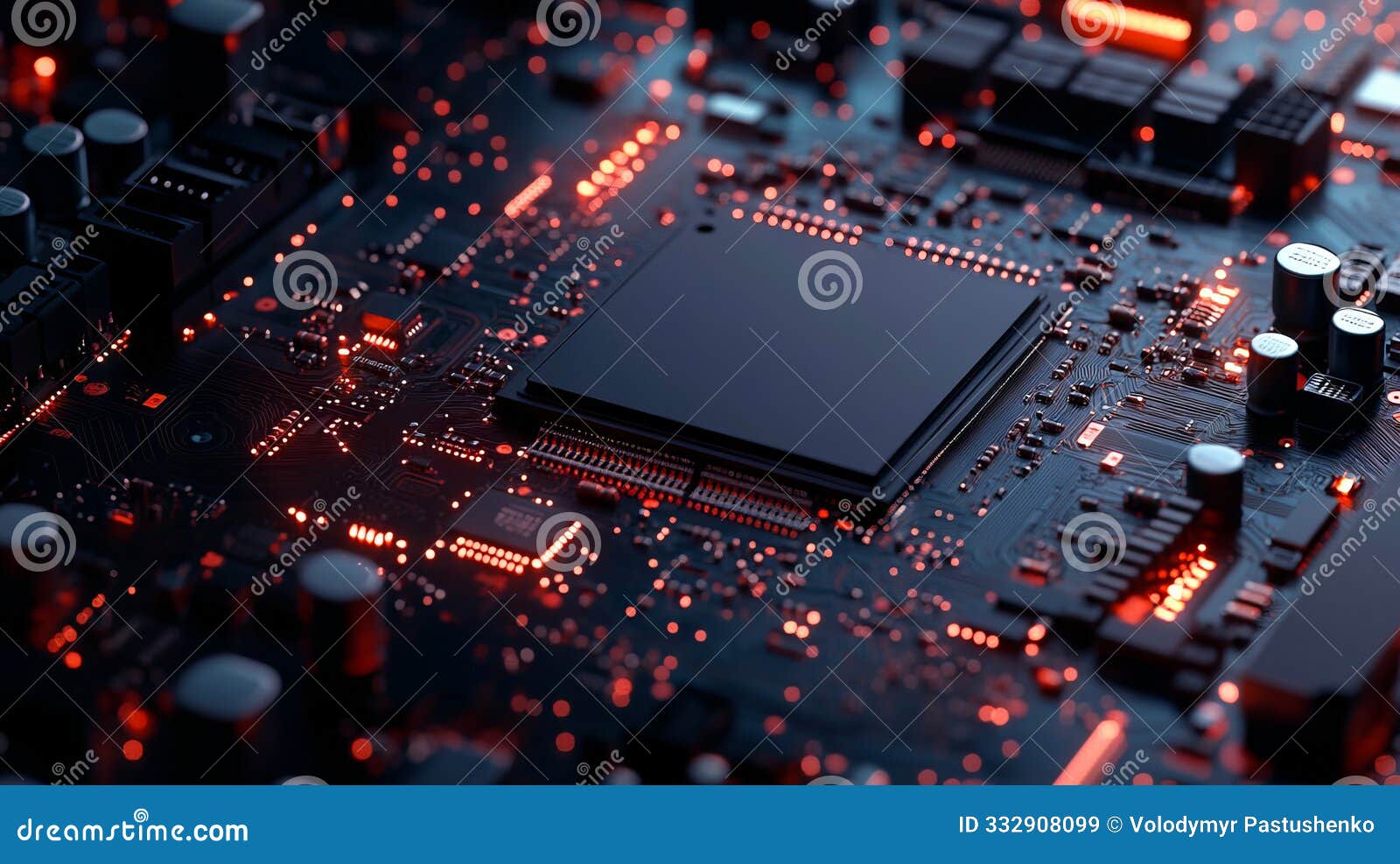A Close Up of a Computer Motherboard with a Cpu on it Stock Image ...
