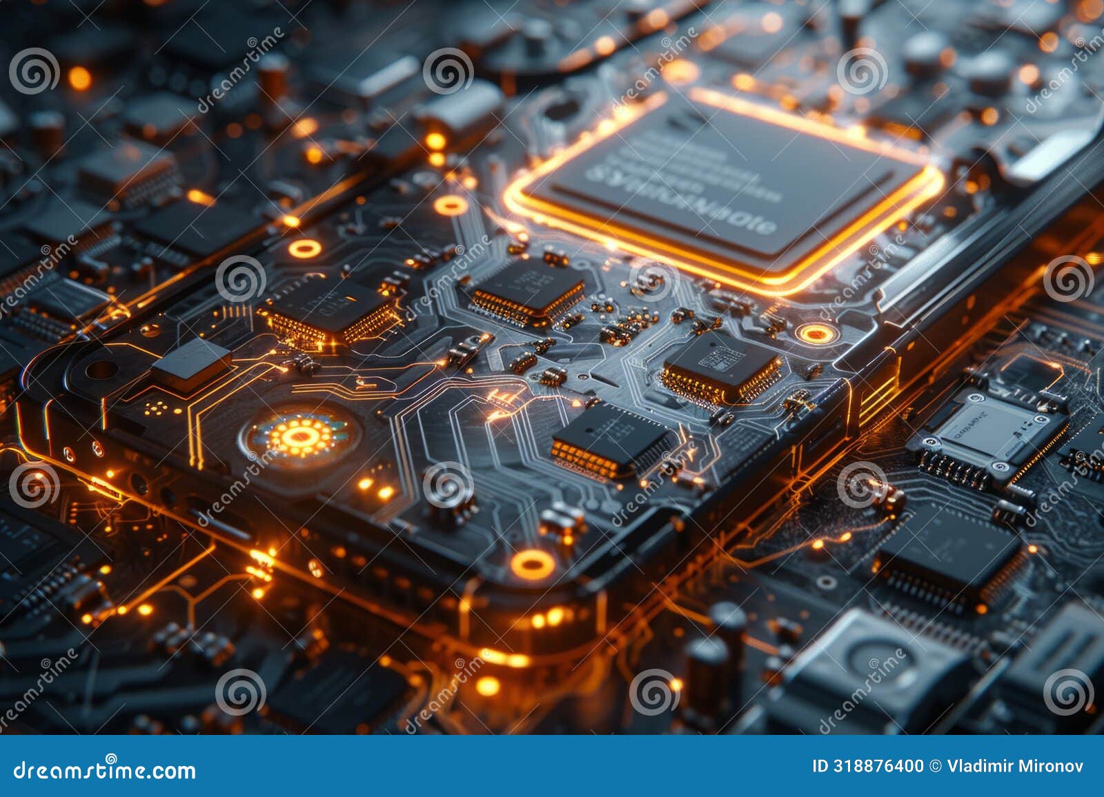 A Close Up of a Computer Motherboard with a Cpu on it Stock Photo ...