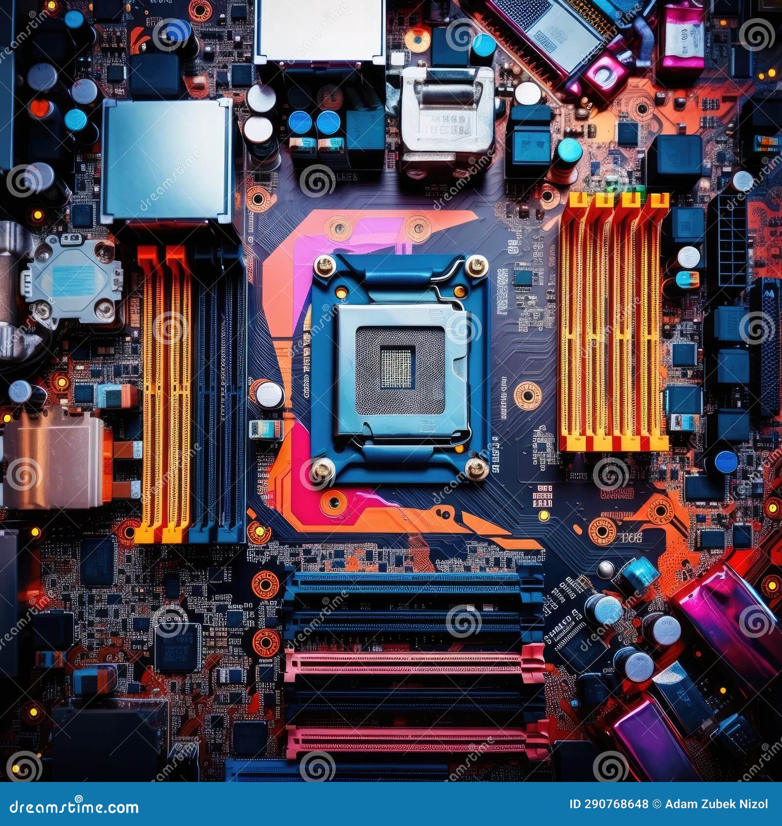 A Close Up of a Computer Motherboard Stock Illustration - Illustration ...
