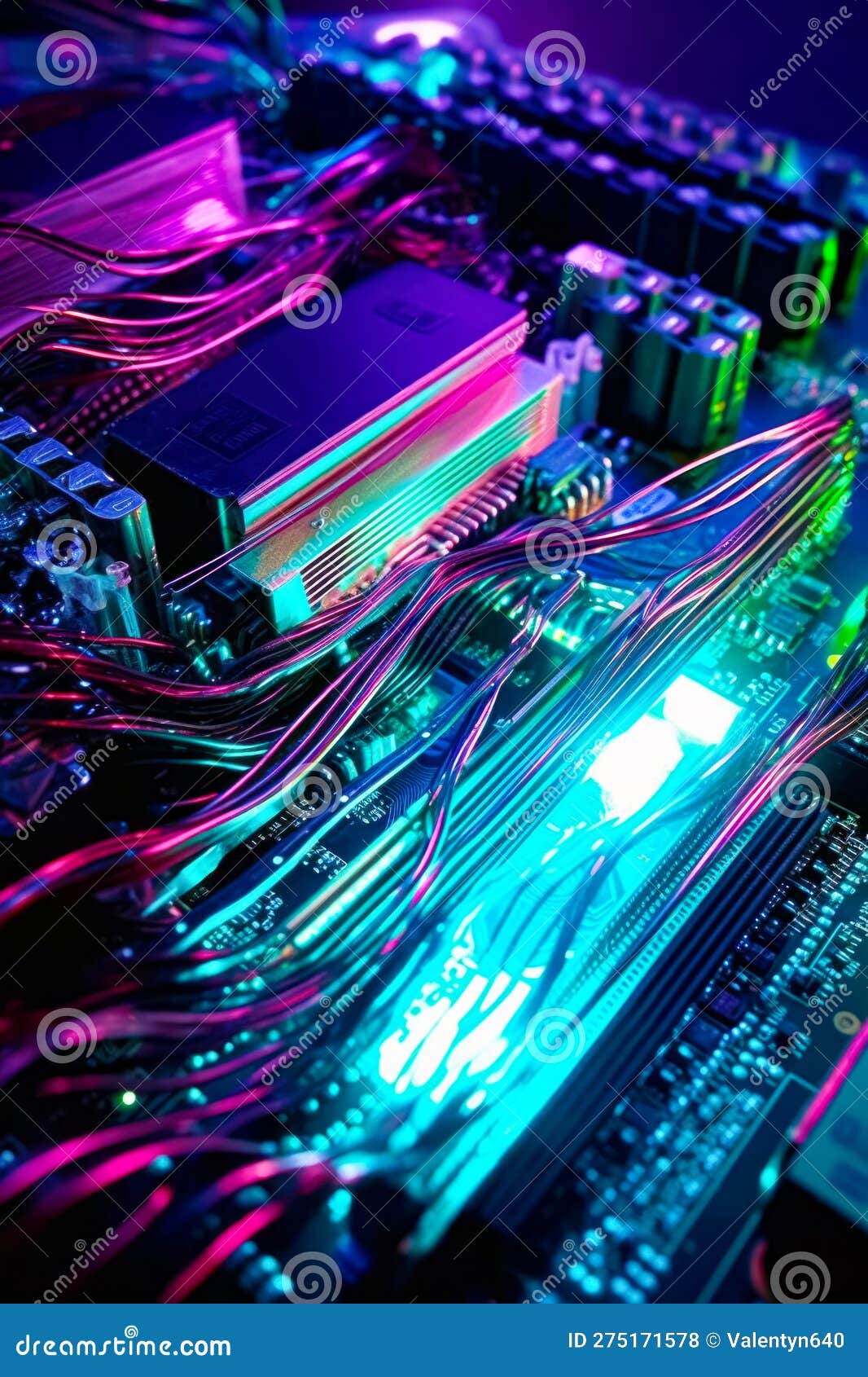 Close Up of Computer Motherboard with Many Wires Running through it ...