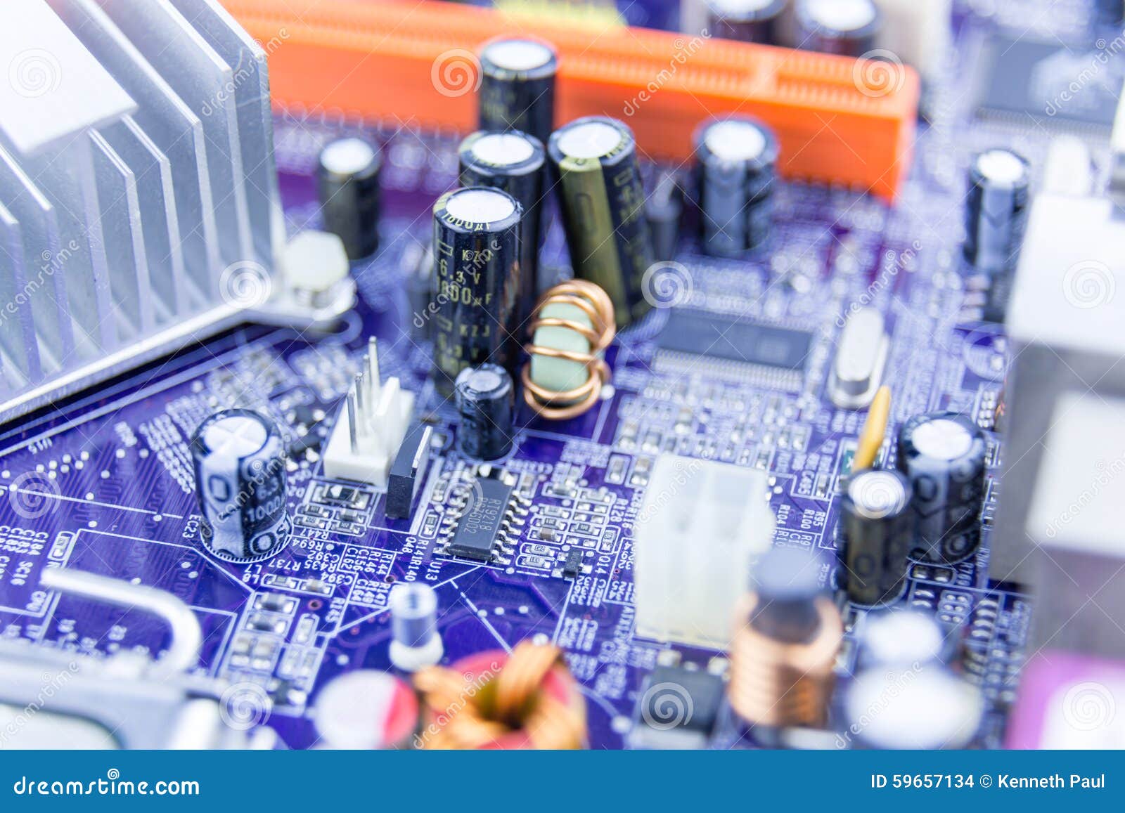 Close-up of Computer Motherboard Stock Photo - Image of sata, power ...