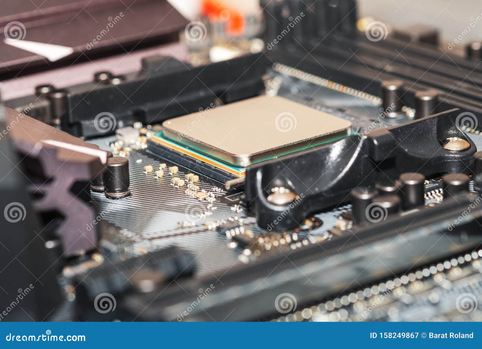 Close-up of Computer Motherboard and Processor Components , Modern ...