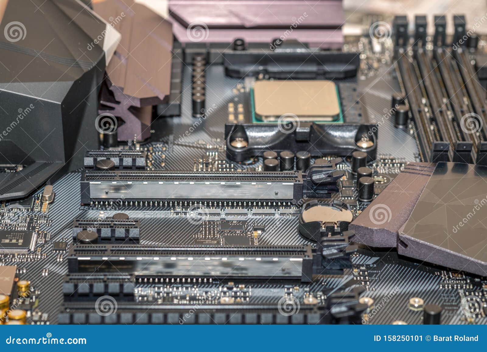 Close-up of Computer Motherboard and Processor Components , Modern ...