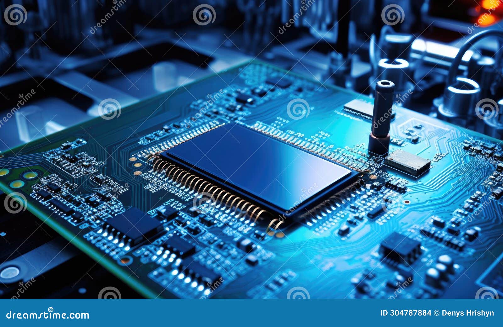 Close-Up of Computer Motherboard Revealing Intricate Circuitry and ...