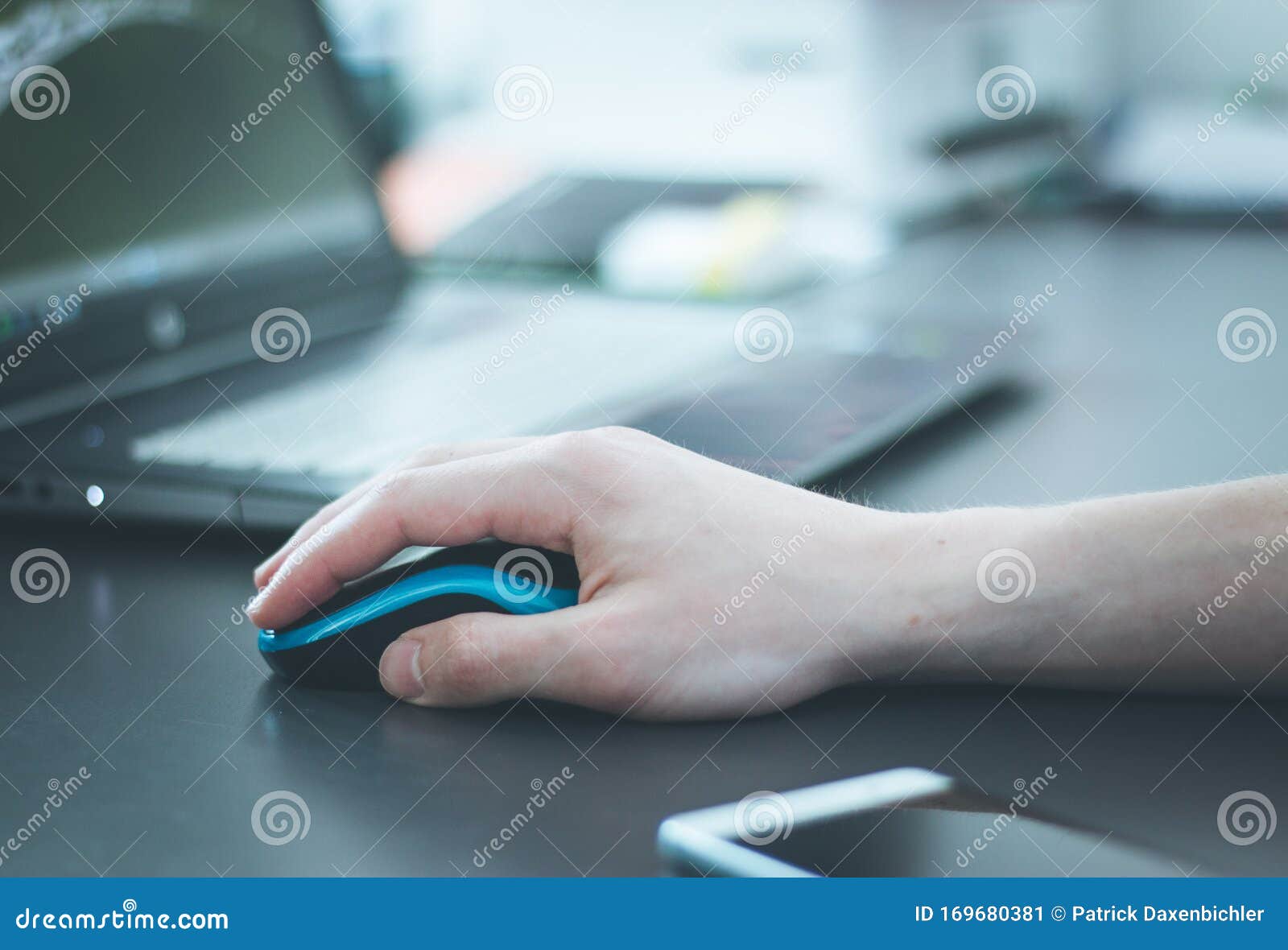 Computer Input Concept: Computer Mouse and Male Hand Stock Image ...