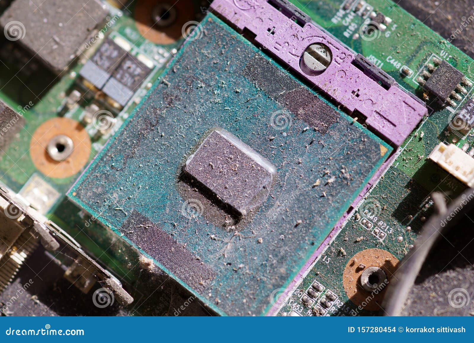 Close-up Computer Processer Electronic Chipset on Motherboard is ...