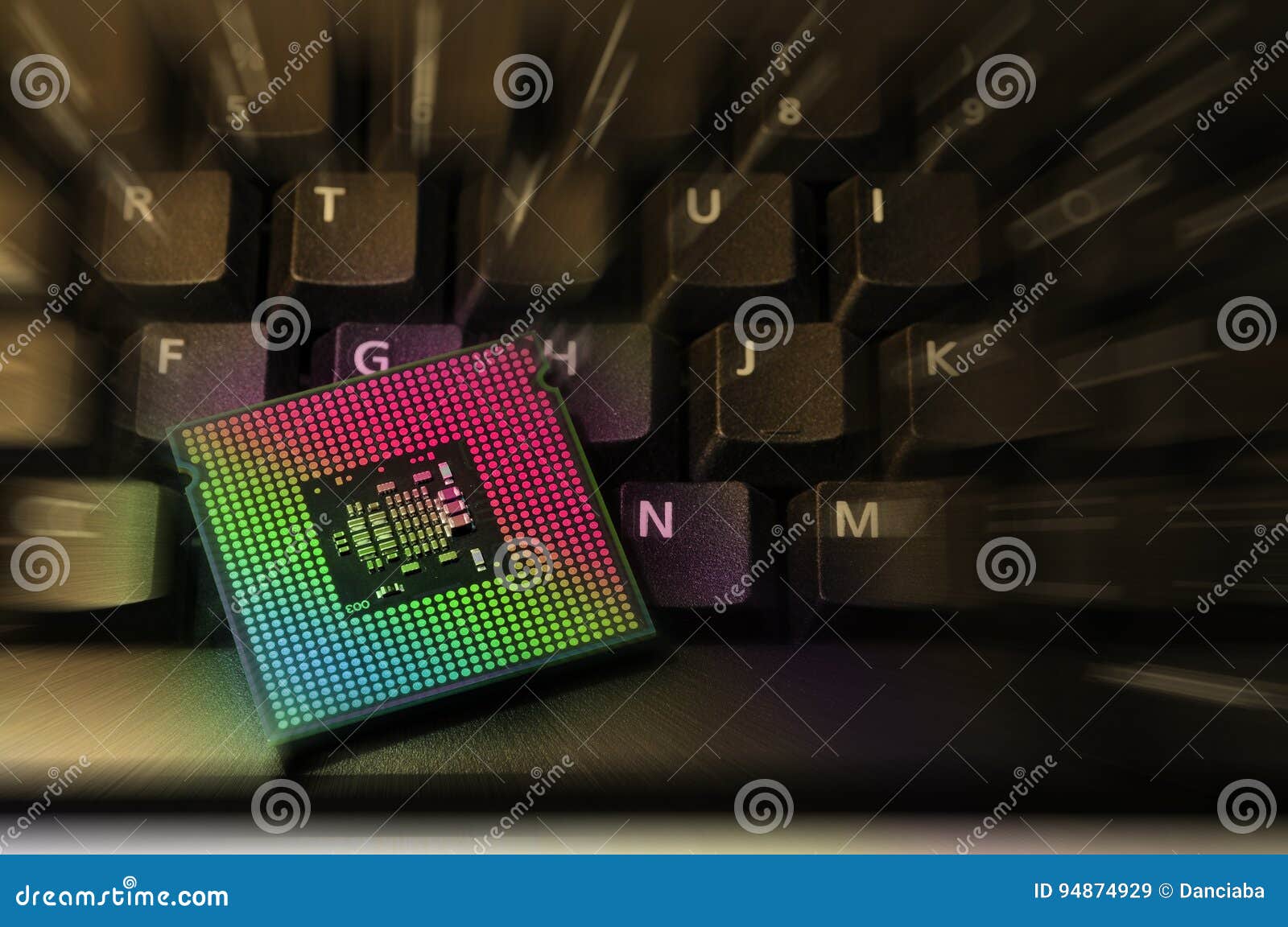 Close Up of Computer Processor CPU on a Keyboard. Background Stock ...
