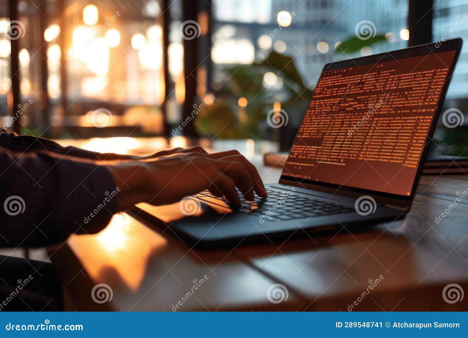Close Up of Computer Programmer Working on Laptop Stock Image - Image ...