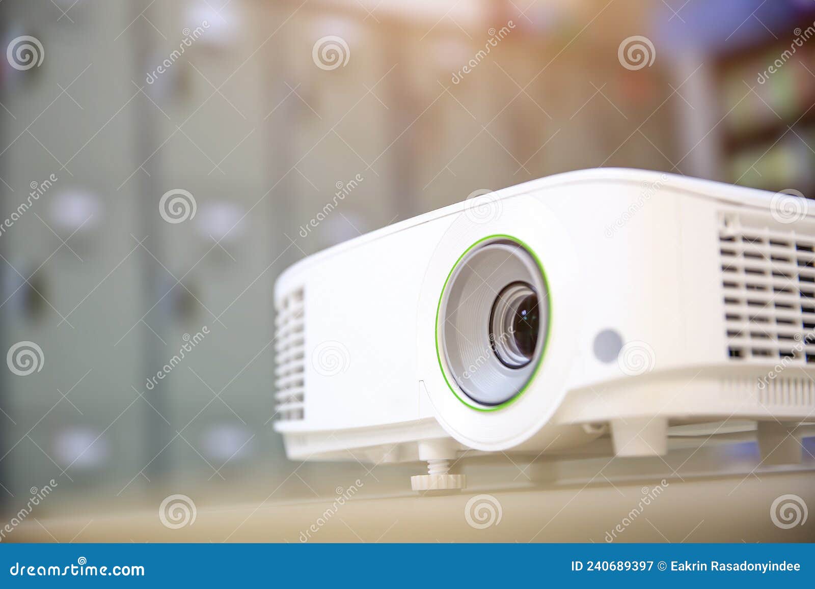 Close-up Computer Projector on Table Boardroom or Meeting Room ...