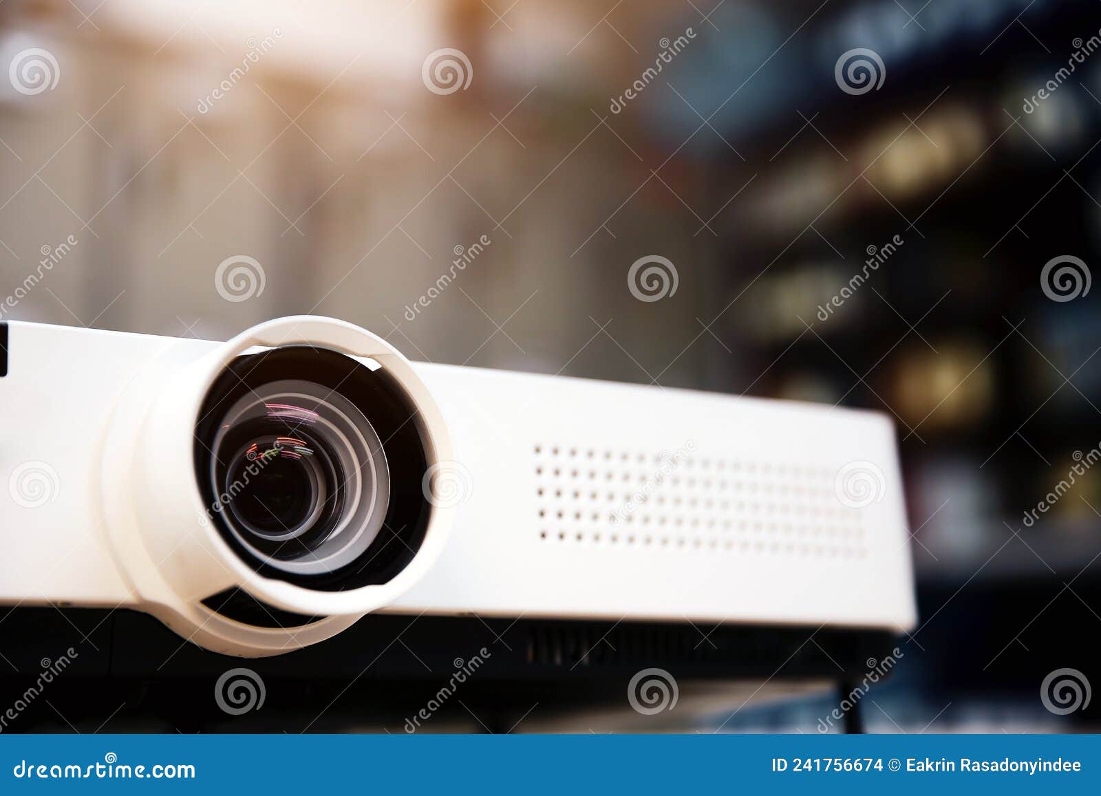 Close-up Computer Projector on Table Boardroom or Meeting Room ...