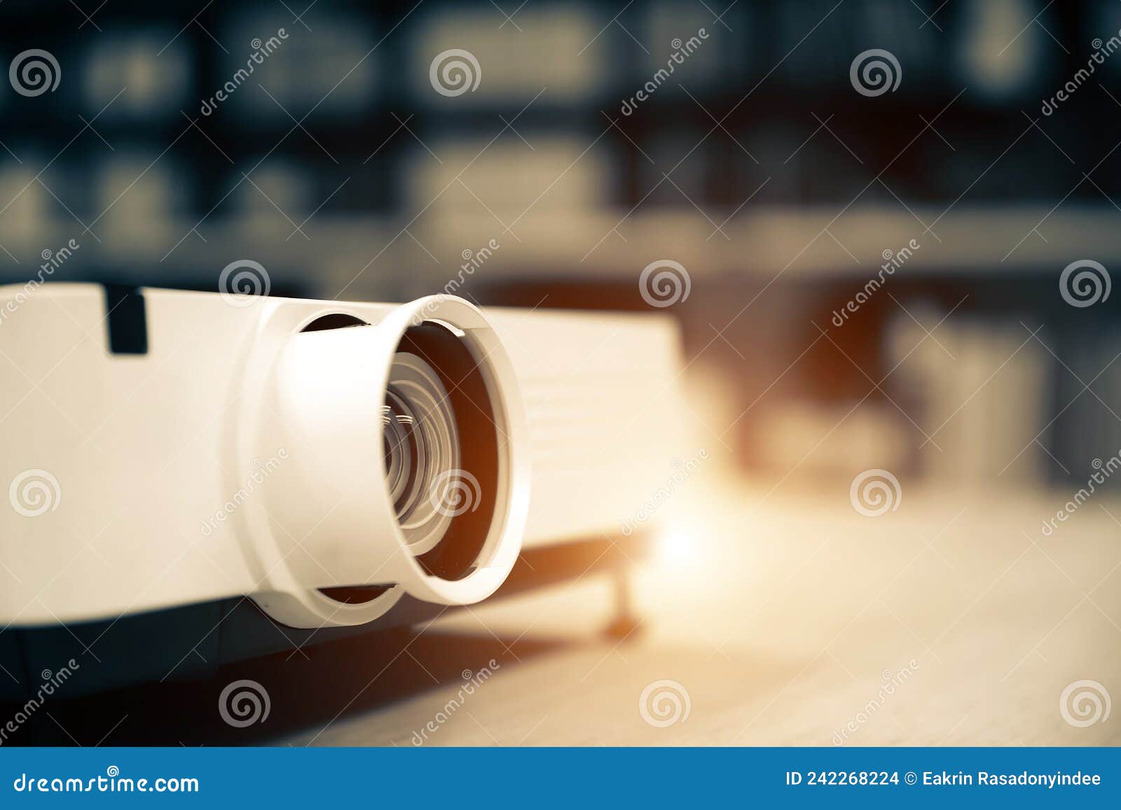 Close-up Computer Projector on Table Boardroom or Meeting Room ...