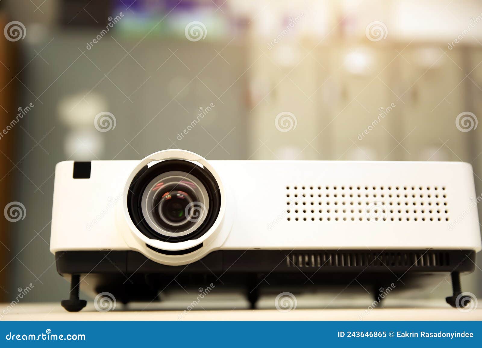 Close-up Computer Projector on Table Boardroom or Meeting Room ...