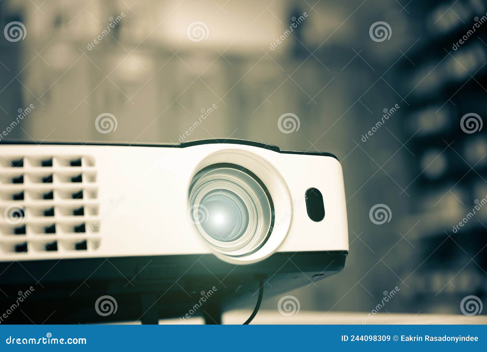 Close-up Computer Projector on Table Boardroom or Meeting Room ...