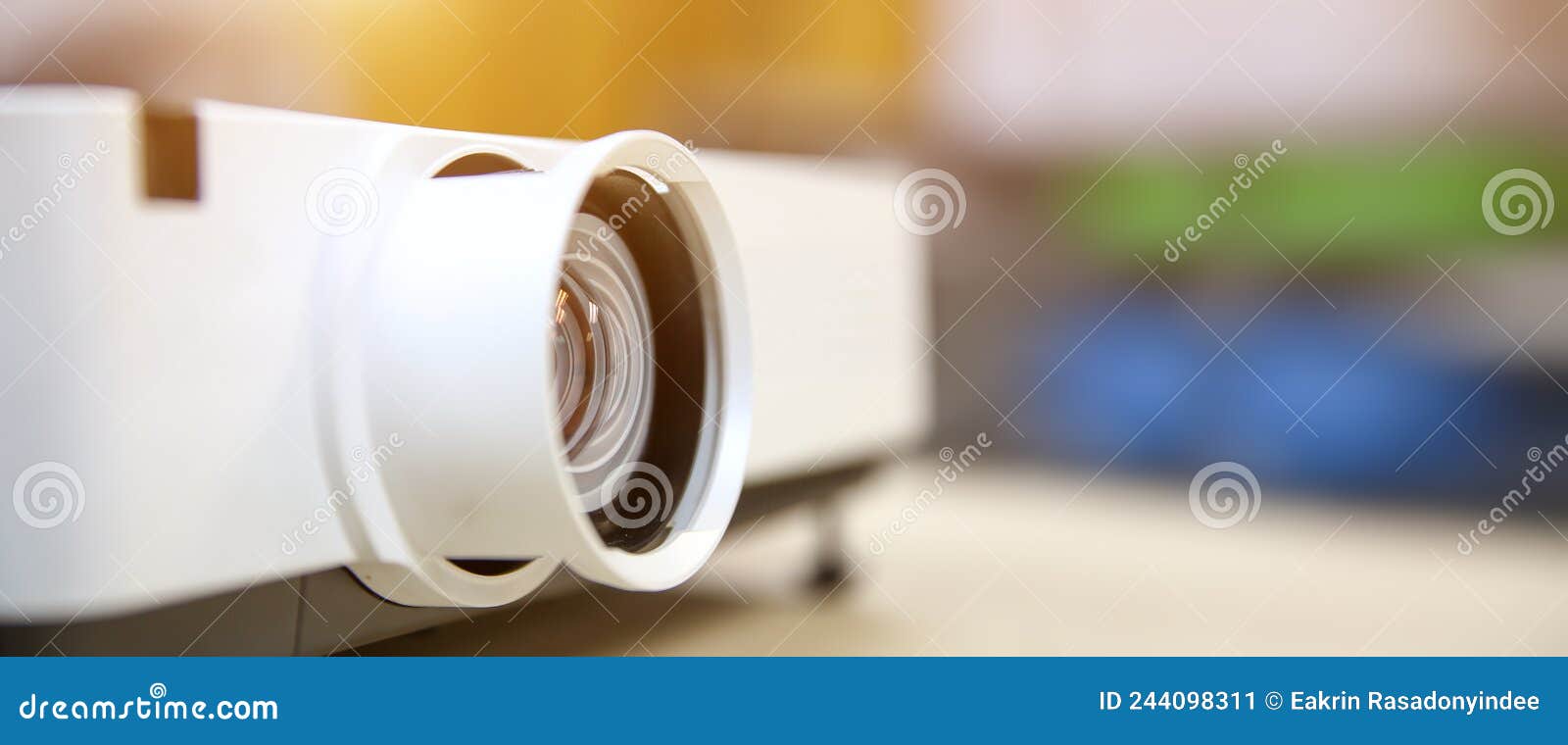 Close-up Computer Projector on Table Boardroom or Meeting Room ...