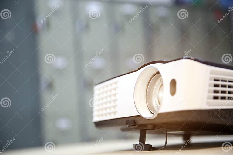 Close-up Computer Projector on Table Boardroom or Meeting Room ...