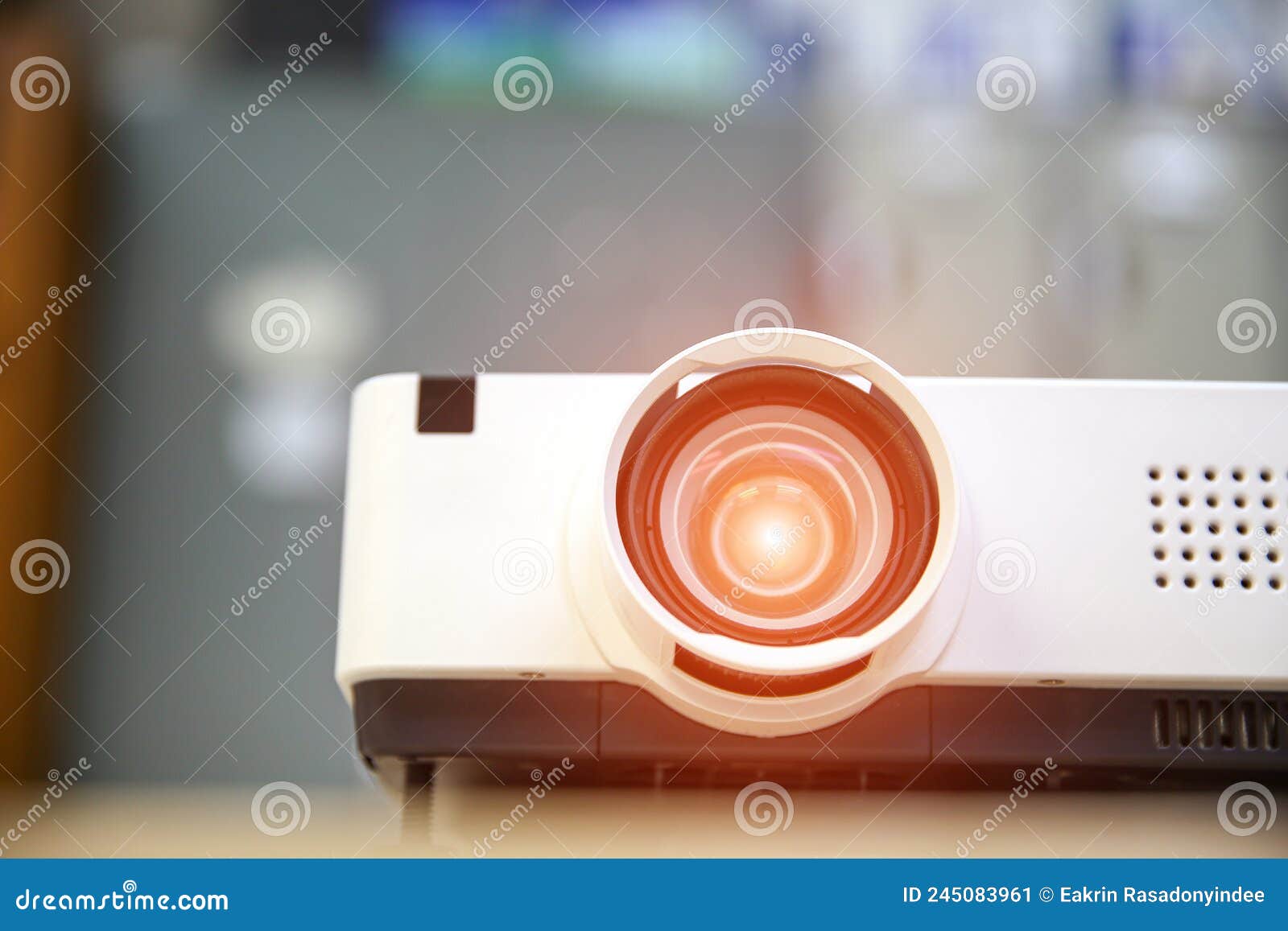 Close-up Computer Projector on Table Boardroom or Meeting Room ...