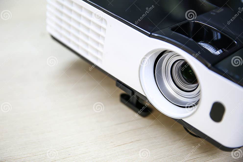 Close-up Computer Projector on Table Boardroom or Meeting Room ...