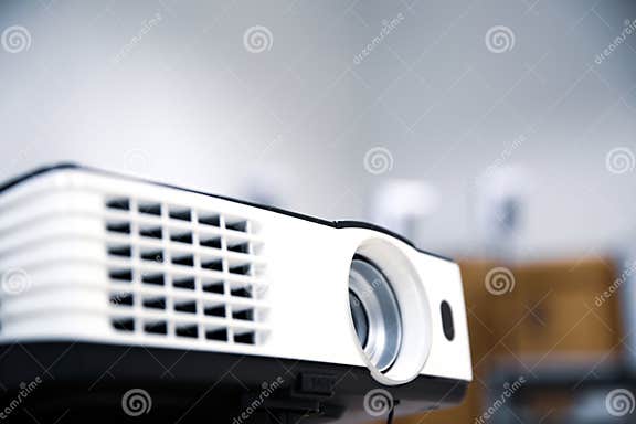 Close-up Computer Projector on Table Boardroom or Meeting Room ...