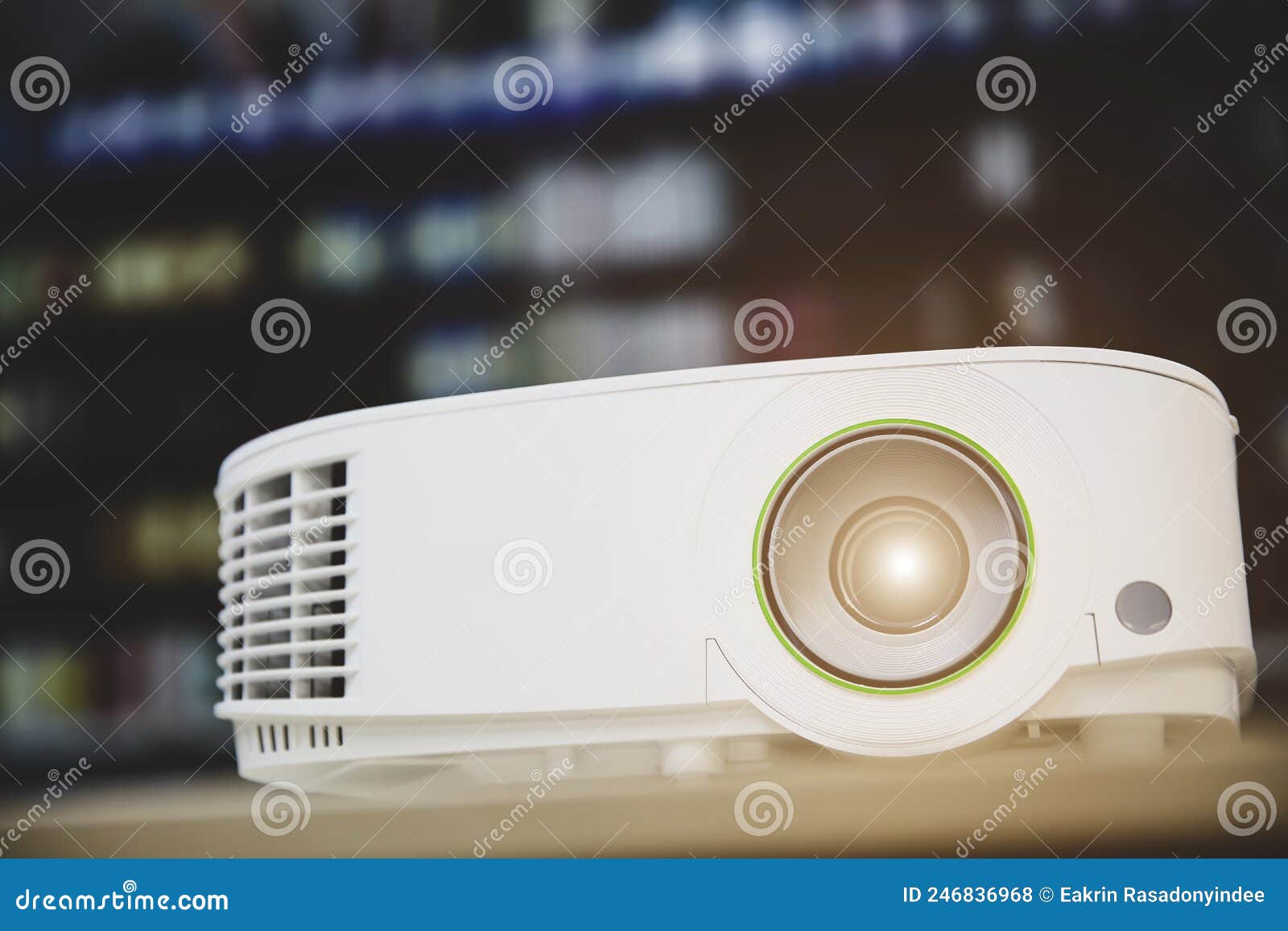 Close-up Computer Projector on Table Boardroom or Meeting Room ...