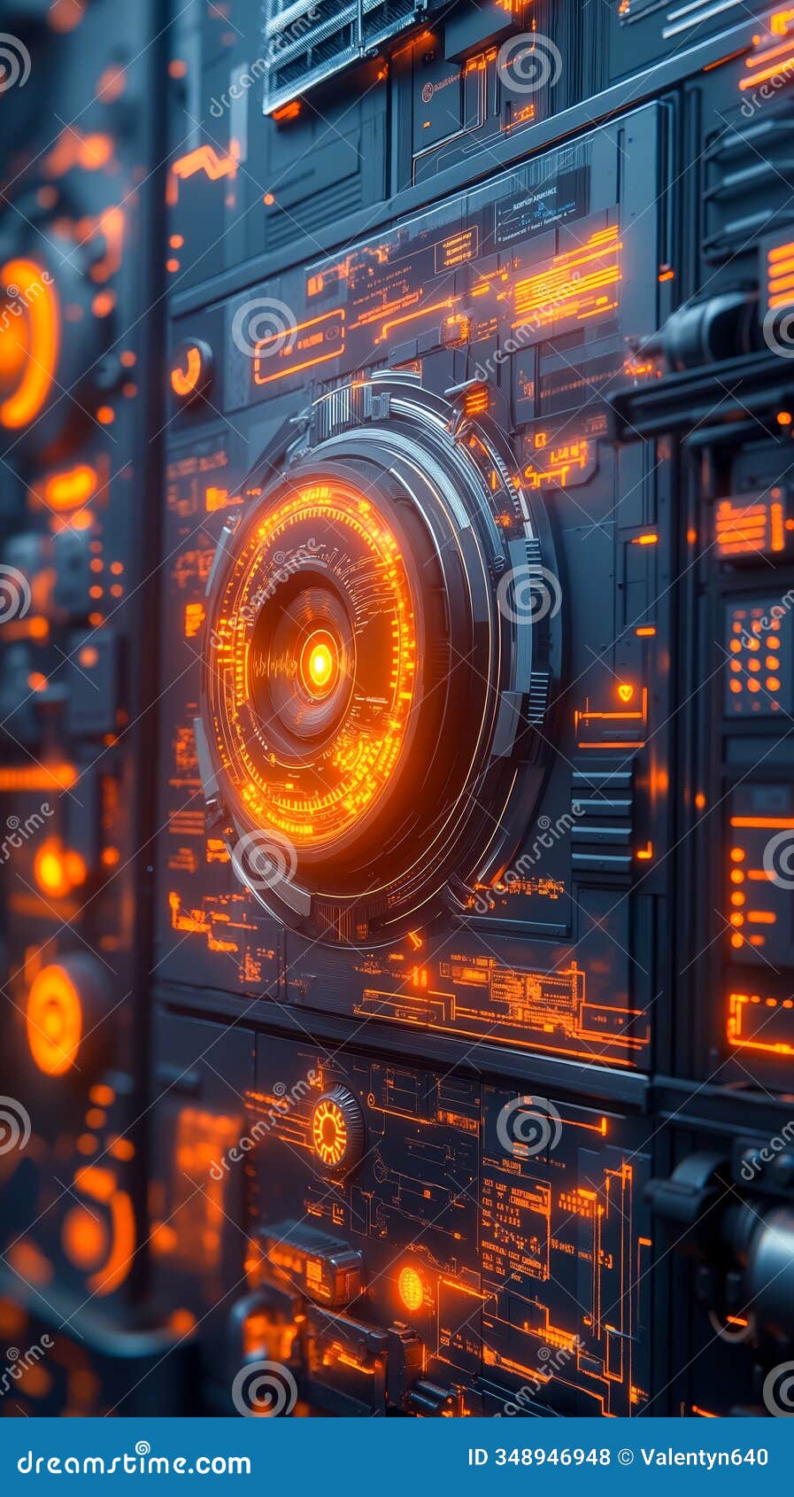 A Close Up of a Computer Screen with Orange Lights Stock Photo - Image ...