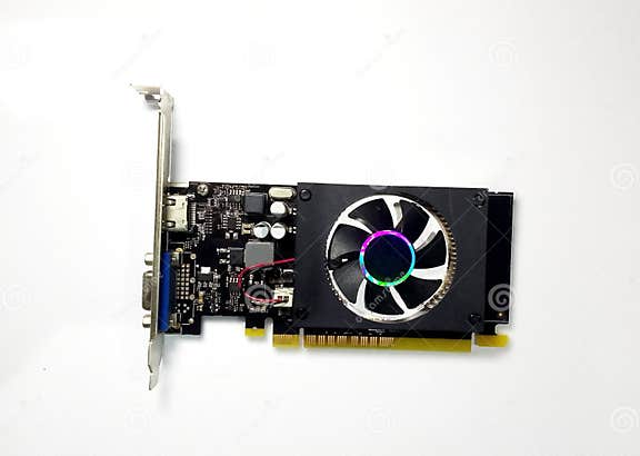 Close-up of a Computer Video Card on a White Background. Stock Image ...