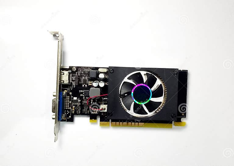 Close-up of a Computer Video Card on a White Background. Stock Image ...
