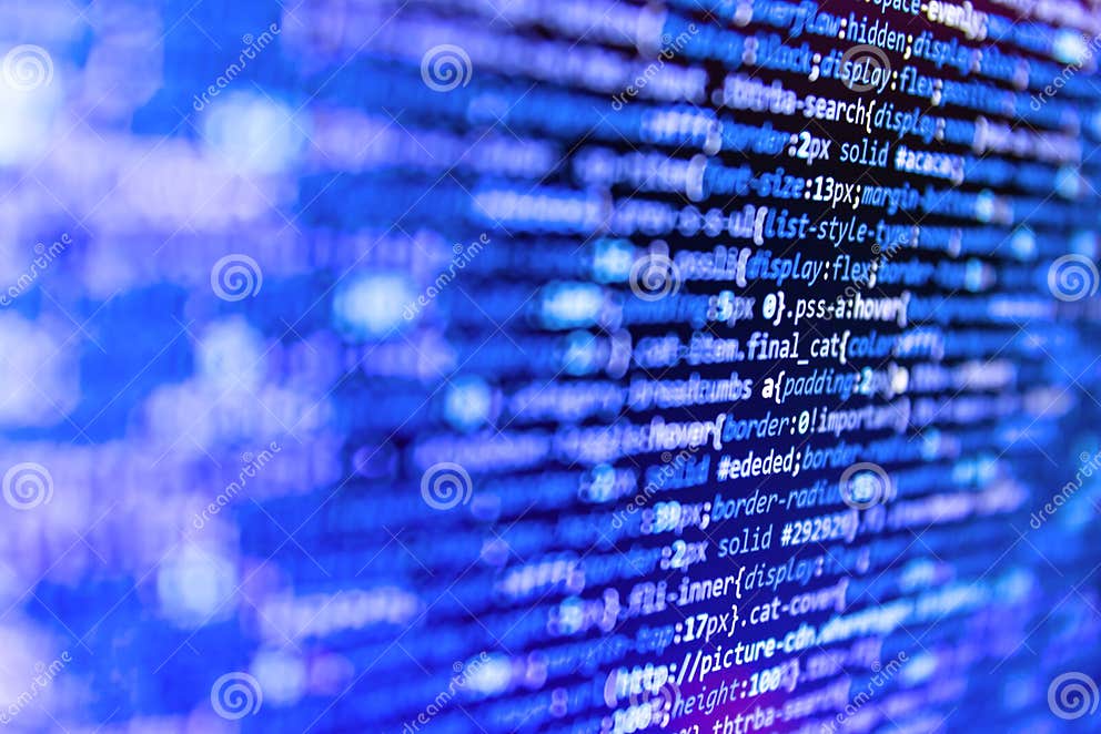Close Up of Computer Web Page Code Inside of Html File. Big Data and Internet of Things Trend ...