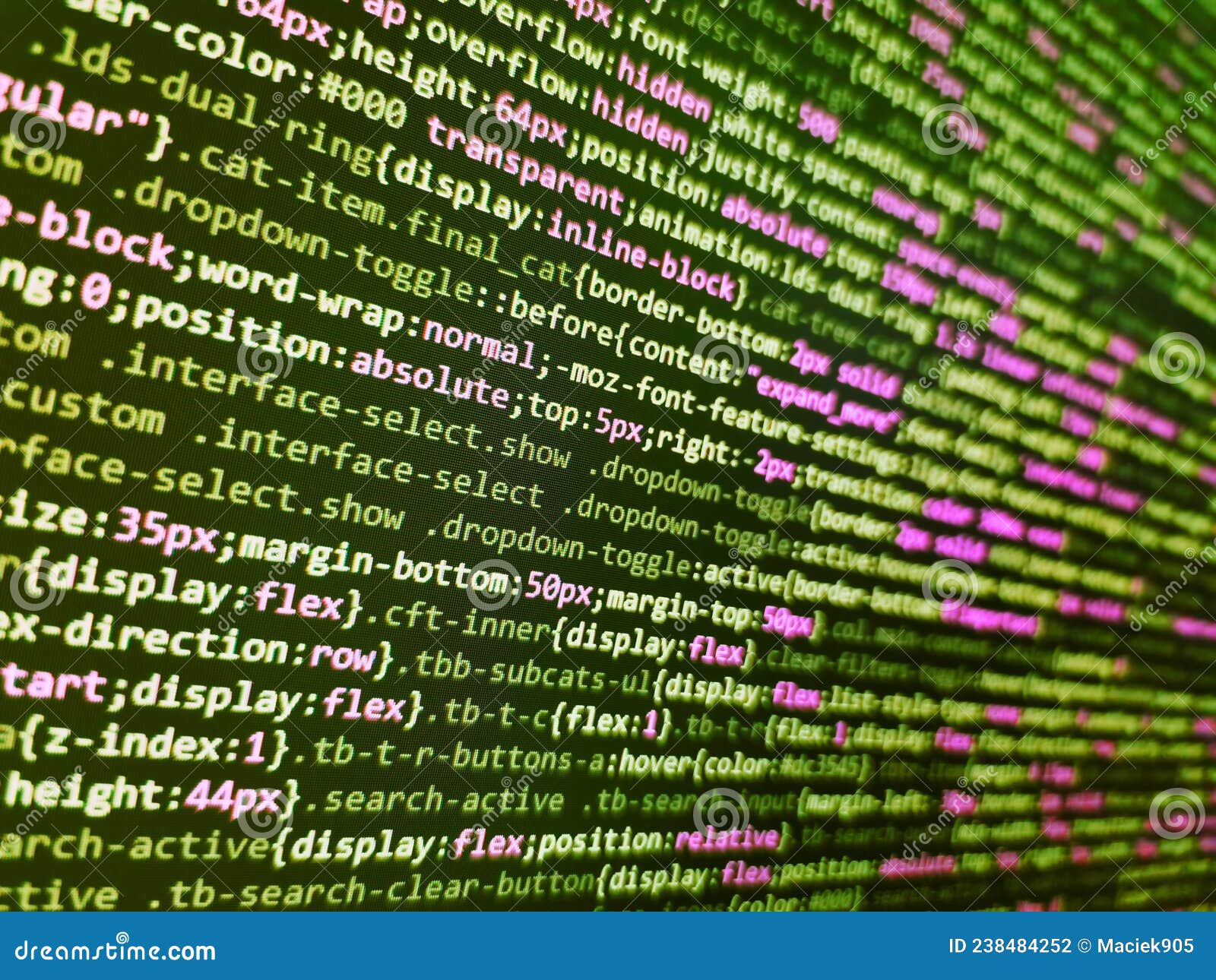 Close Up Of Computer Web Page Code Inside Of Html File Closeup Of Web Code On Computer Led