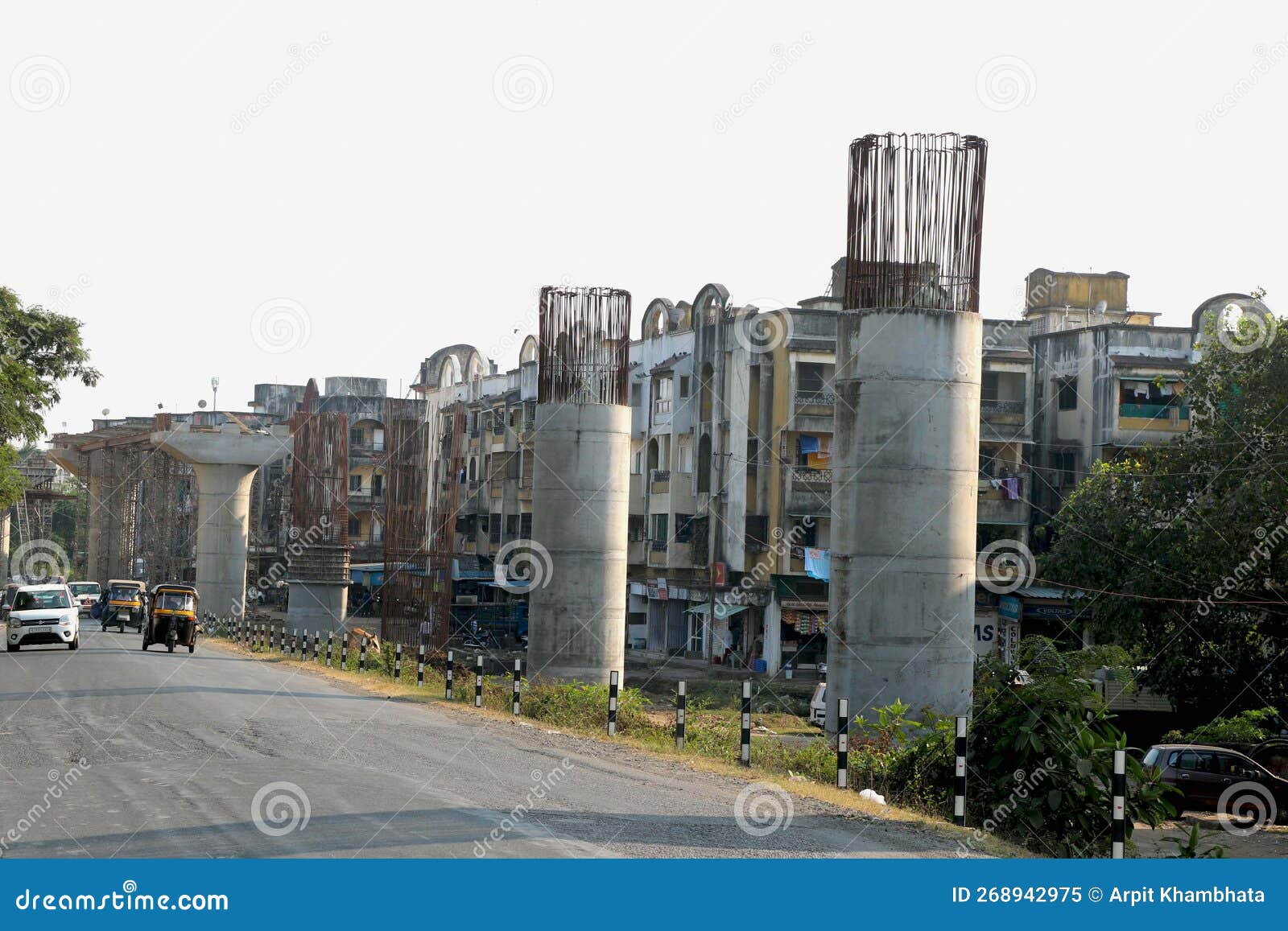 Old Concrete Bridges Obscure The View Of Tall Buildings Built Along The ...
