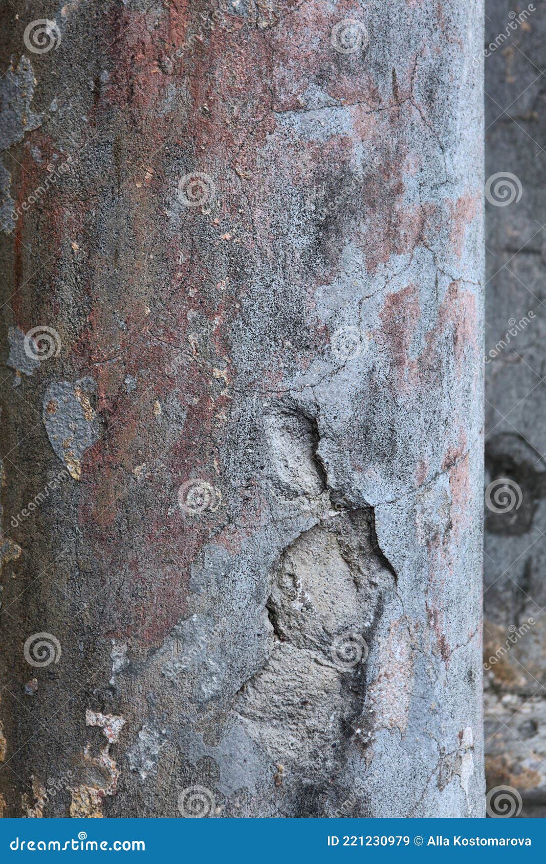 Close-up of a Concrete Column Destroyed by Time.Destroyed Architectural ...