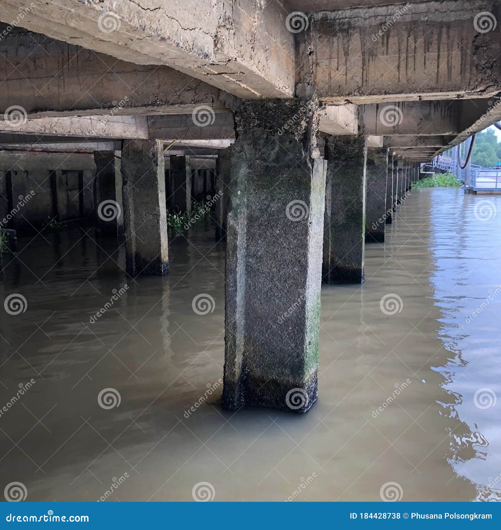 Close Up of Concrete Pillars in Water Stock Photo - Image of canal ...