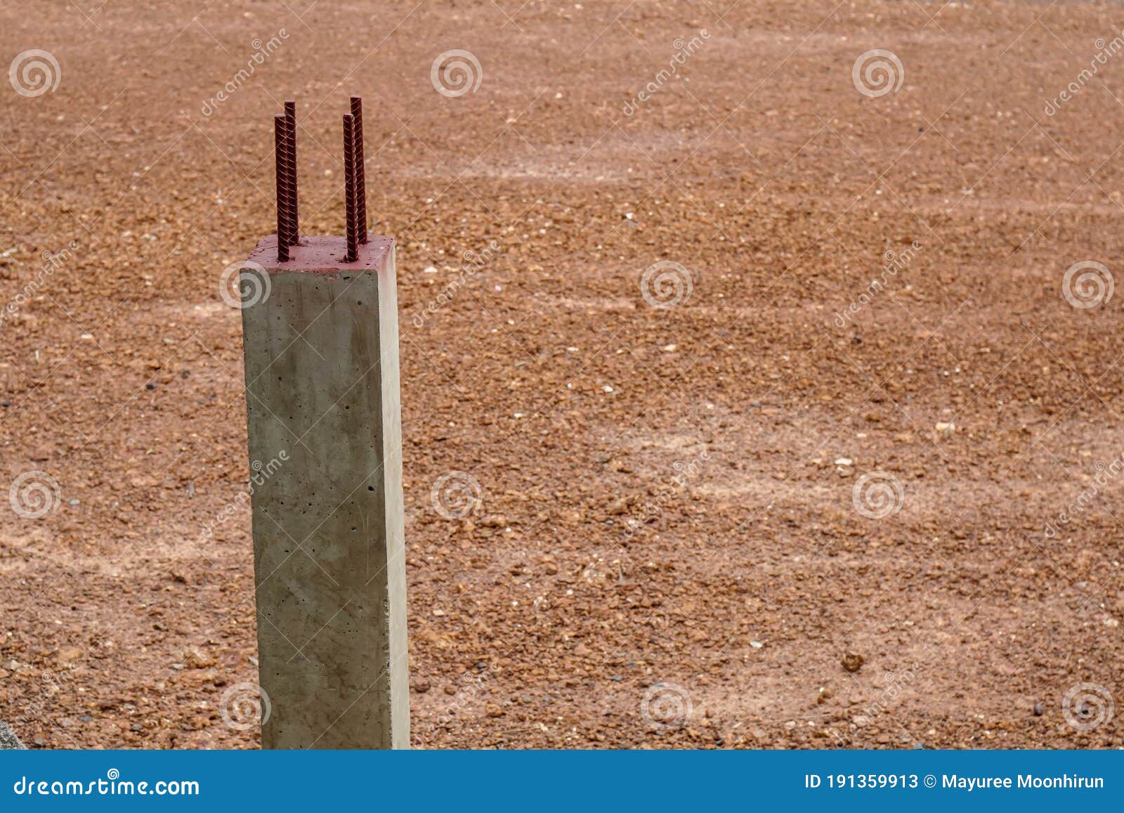 Concrete Post with Steel Structure at Outdoor Site Stock Image - Image ...