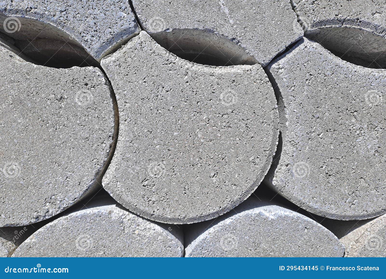 Close-up of Concrete Self Locking Flooring Blocks in Curved Shape in a ...