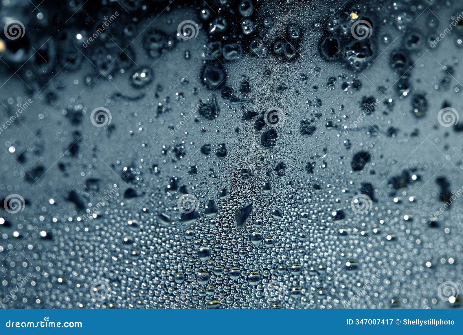 CLose Up of Condensation Bubbles and Marks on a Window Water Background ...