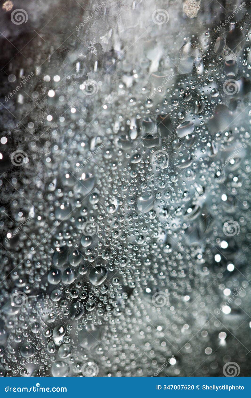CLose Up of Condensation Bubbles and Marks on a Window Water Background ...