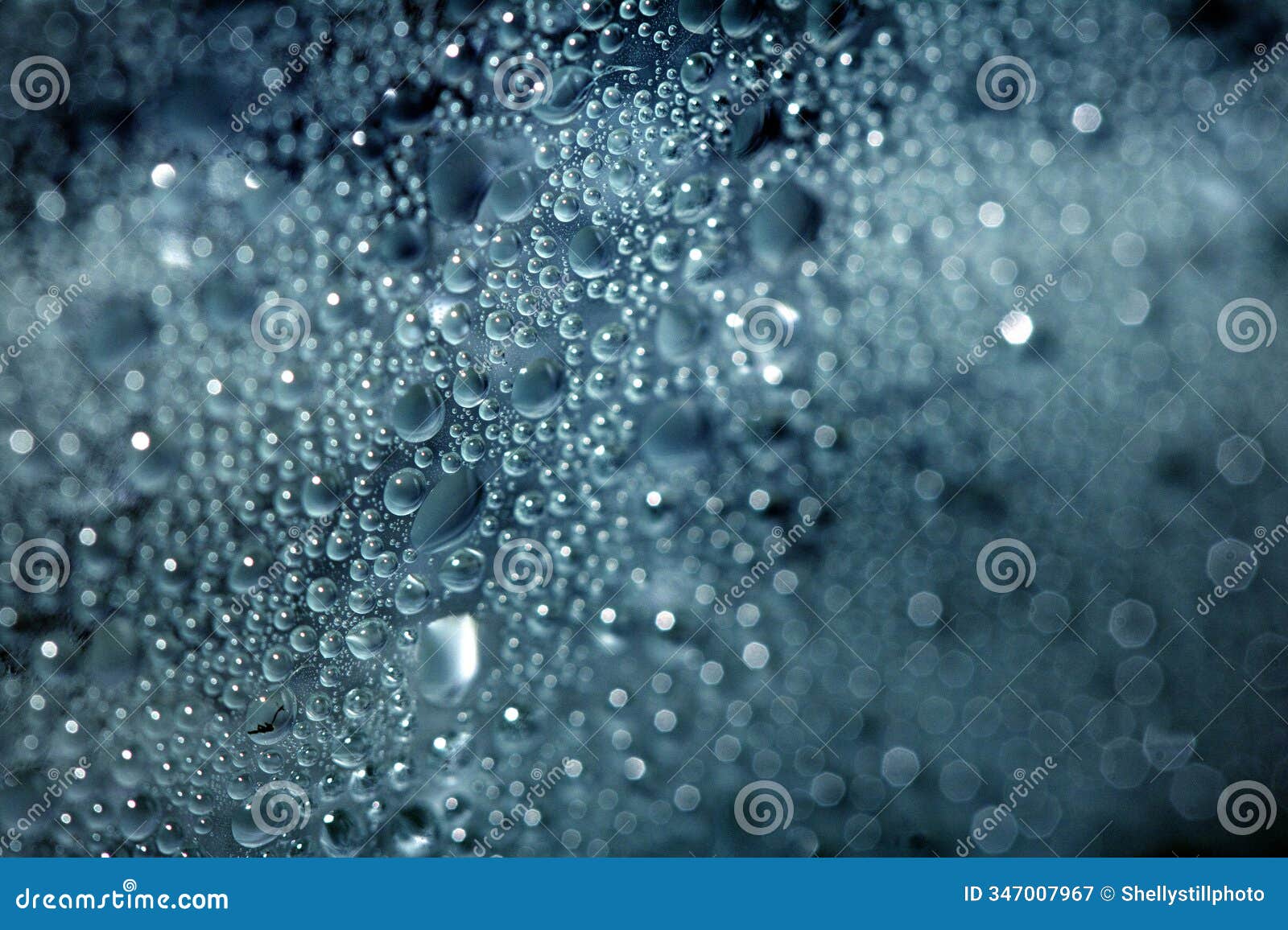 CLose Up of Condensation Bubbles and Marks on a Window Water Background ...