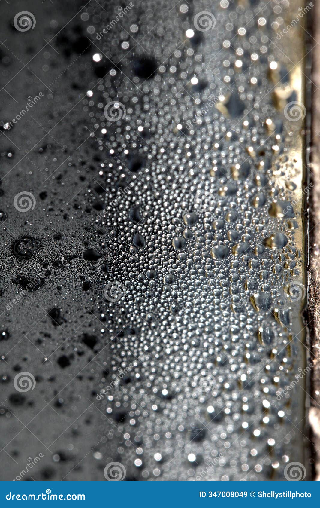 CLose Up of Condensation Bubbles and Marks on a Window Water Background ...