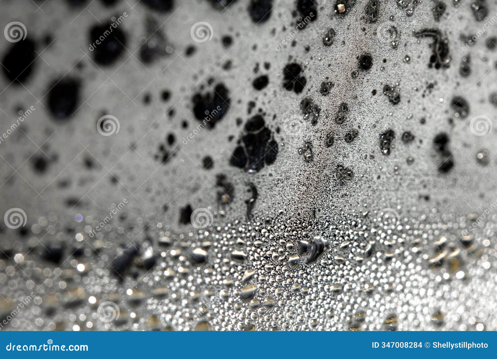 CLose Up of Condensation Bubbles and Marks on a Window Water Background ...
