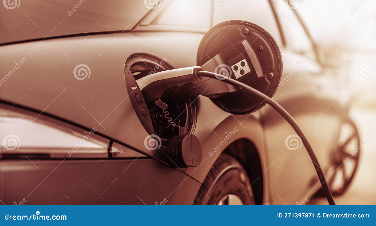 Close-up of the Connected Plug To the Electric Car Stock Image - Image ...