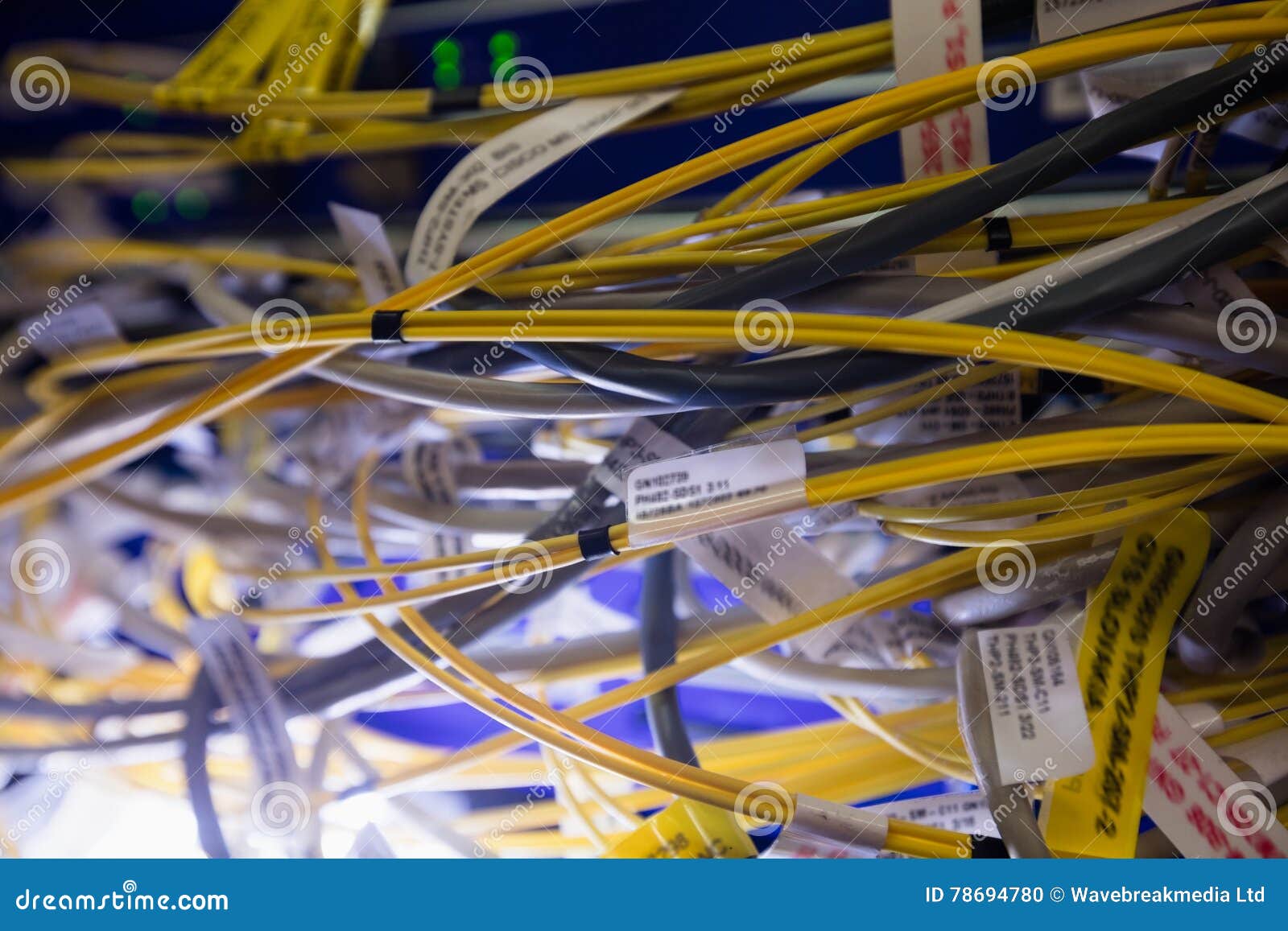 Close-up of Connected Wires of Rack Mounted Server Stock Photo - Image ...